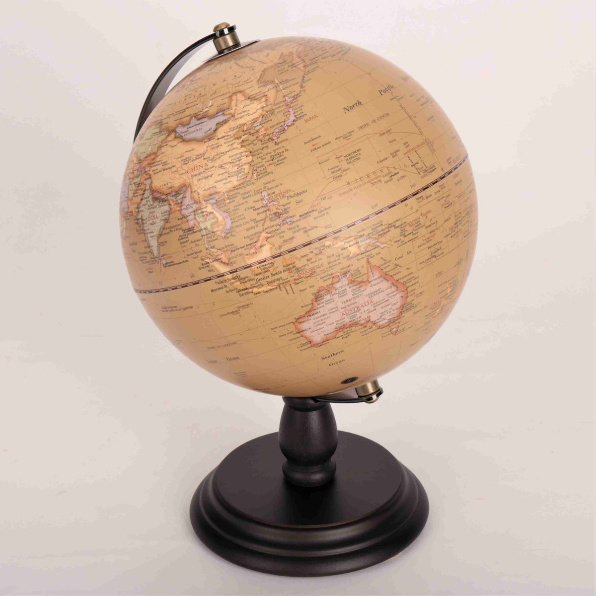 20cm Antique Wooden Base World Globe — Professor Plums