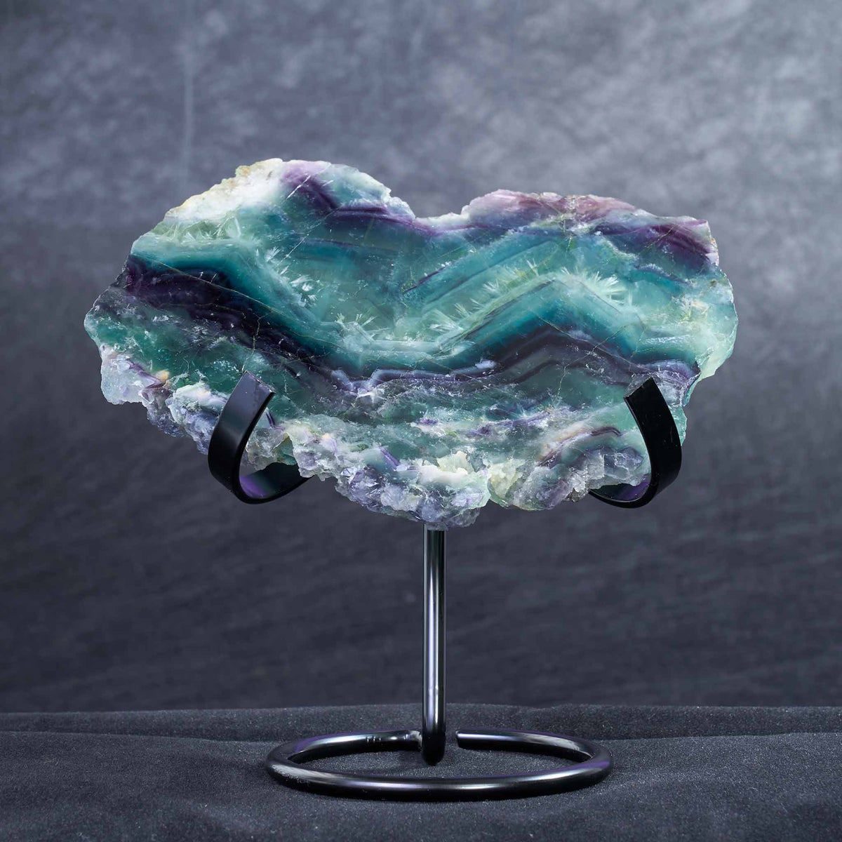 Fluorite Slab with Natural Edge with stand — Professor Plums