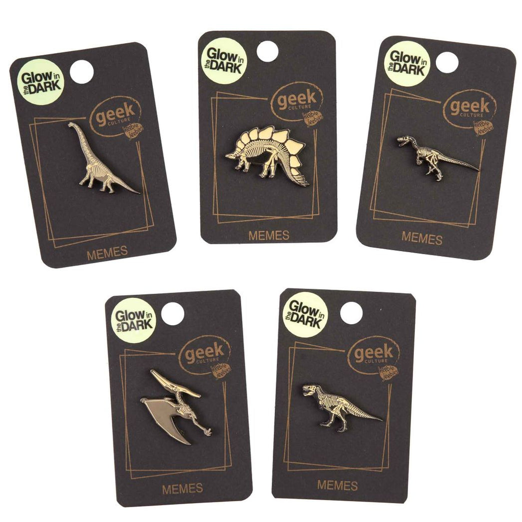 Glowing Dinosaur Skeleton Enamel Pins — Professor Plums